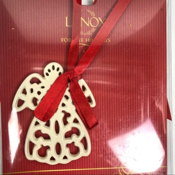 Lenox | Holiday | Lenox Pierced Ceramic Angel Charm Ornament With Red ...